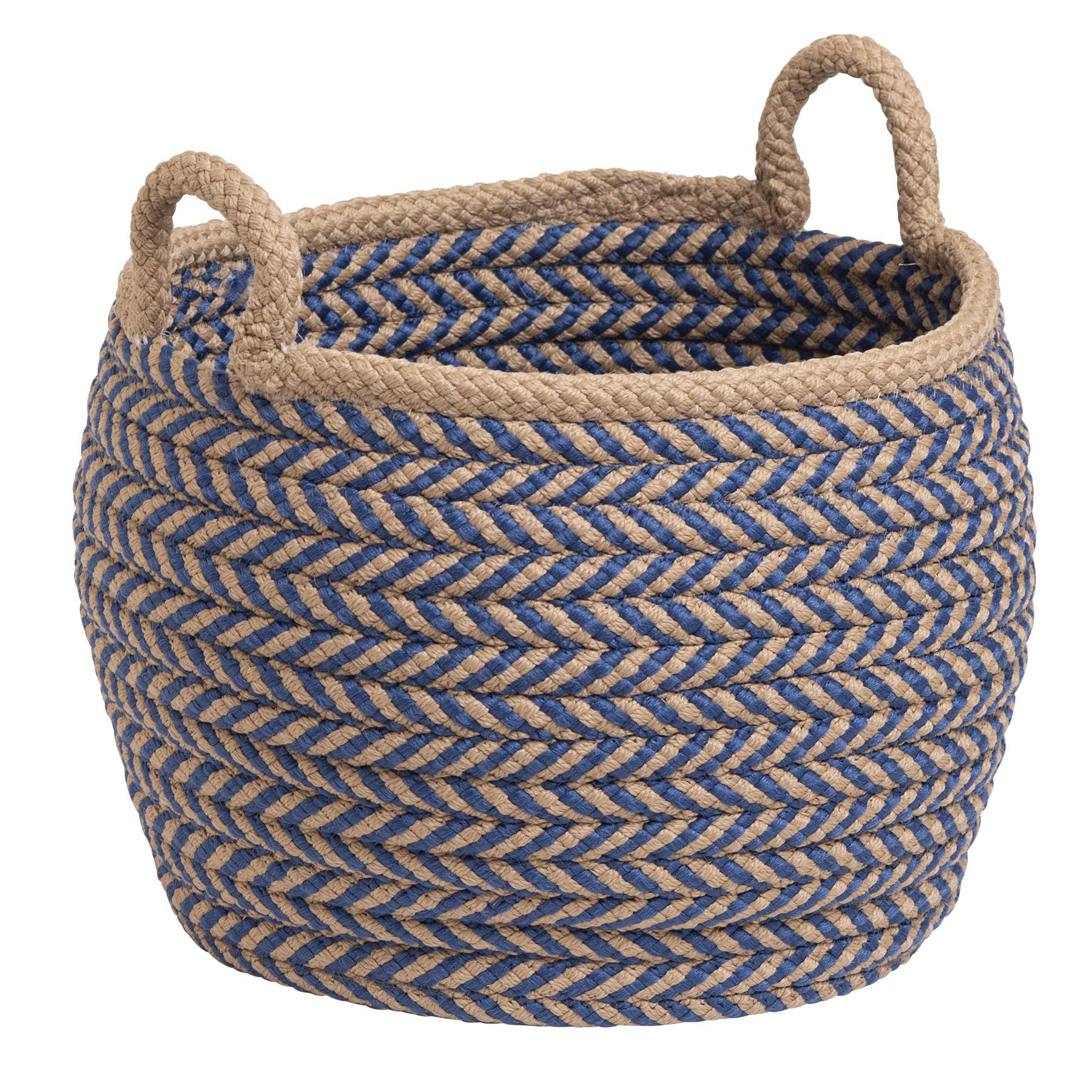 Colonial Mills Preve Basket, 15"x15"x15", Taupe & Blue