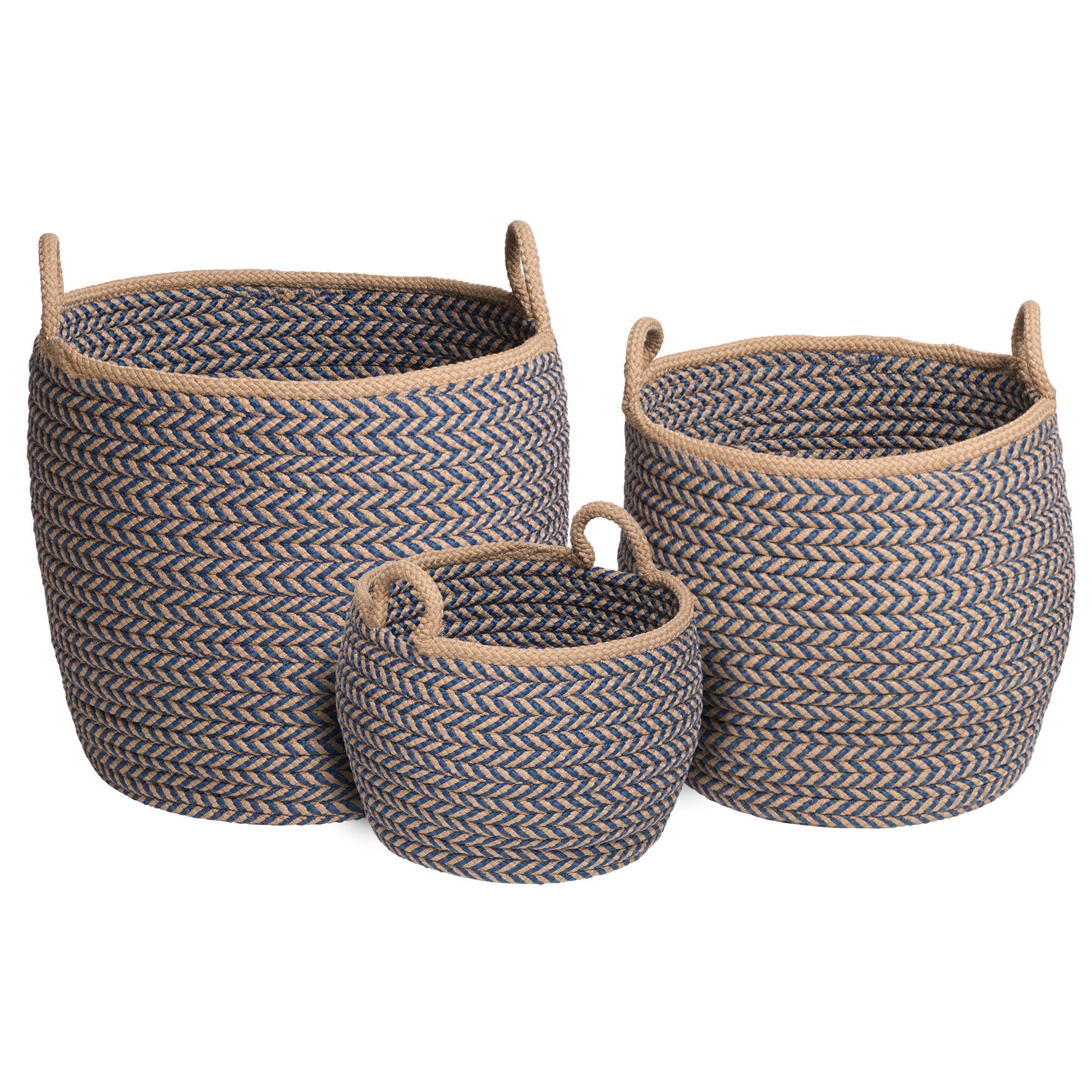 Colonial Mills Preve Basket, 15"x15"x15", Taupe & Blue