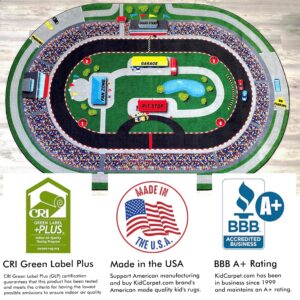 KidCarpet.com Race Car Rug, 4' x 6' Oval Race Track Play Rug | Educational Learning Rug for Children's Classroom | Area Rug for Kids Playroom or Bedroom