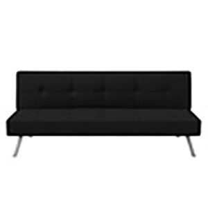 Hawthorne Collections Multi-Functional Fabric Upholstered Button Tufted Convertible Sleeper Sofa in Black