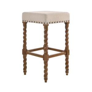 Carolina Chair & Table Remick 30 Inch Bar, Natural Oak/Linen Stool