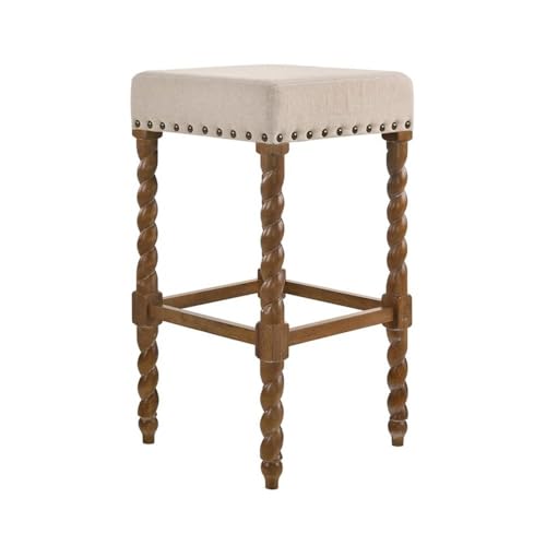 Carolina Chair & Table Remick 30 Inch Bar, Natural Oak/Linen Stool