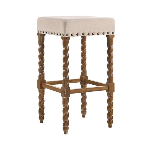 Carolina Chair & Table Remick 30 Inch Bar, Natural Oak/Linen Stool