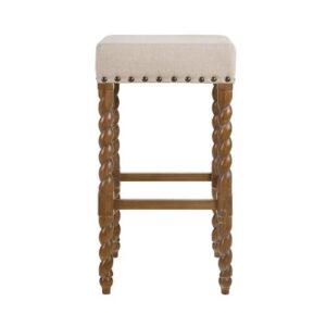 Carolina Chair & Table Remick 30 Inch Bar, Natural Oak/Linen Stool