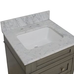 Eleanor 24-inch Bathroom Vanity (Carrara/Weathered Gray): Includes Weathered Gray Cabinet with Authentic Italian Carrara Marble Countertop and White Ceramic Sink