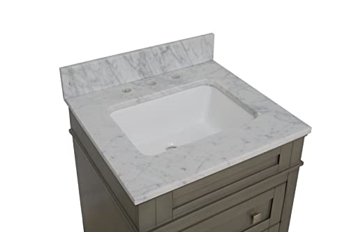 Eleanor 24-inch Bathroom Vanity (Carrara/Weathered Gray): Includes Weathered Gray Cabinet with Authentic Italian Carrara Marble Countertop and White Ceramic Sink