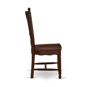 East West Furniture DOC-MAH-W Dover Kitchen Dining Chairs - Slat Back Wood Seat Chairs, Set of 2, Mahogany