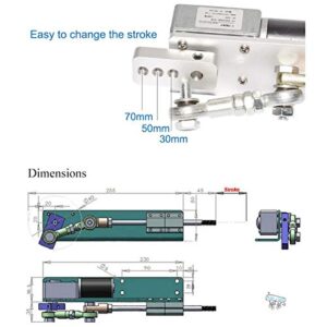 BEMONOC DIY Design DC 24V Linear Actuator Reciprocating Motor Stroke 70mm Adjustable+Switching Power Supply 110V-240V+PWM Speed Controller