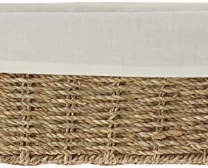 Vintiquewise(TM Seagrass Shelf Basket Lined with White Lining (Pack of 2)