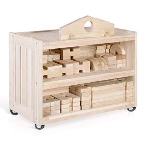 guidecraft notch blocks storage cart: kids toys, books storage & organizer with casters, preschool and playroom furniture