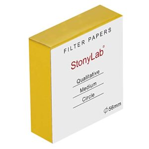 stonylab qualitative filter paper circles, 56mm diameter cellulose filter paper with 20 micron particle retention medium filtration speed, pack of 100