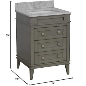 Eleanor 24-inch Bathroom Vanity (Carrara/Weathered Gray): Includes Weathered Gray Cabinet with Authentic Italian Carrara Marble Countertop and White Ceramic Sink