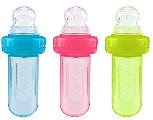 Nuby EZ Squee-Z Silicone Self Feeding Baby Food Dispenser (Varied, 2 Count (Pack of 1))