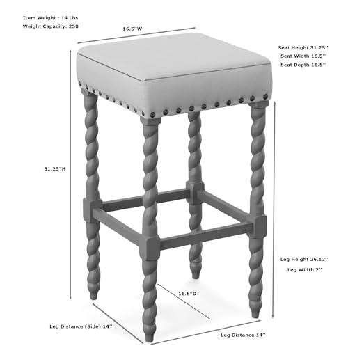 Carolina Chair & Table Remick 30 Inch Bar, Natural Oak/Linen Stool