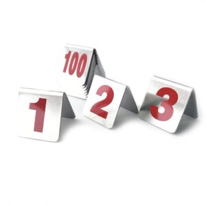 Amatolo 10 Pcs Metal Tent Style Stackable Table Numbers,Place Cards Suitable for Restaurants Cafes Bars and Personal Gatherings. (Numbered 1 Through 10)