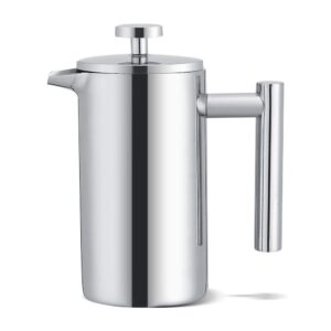 french press coffee maker,stainless steel double walled 12 oz espresso maker press tea pot with filter