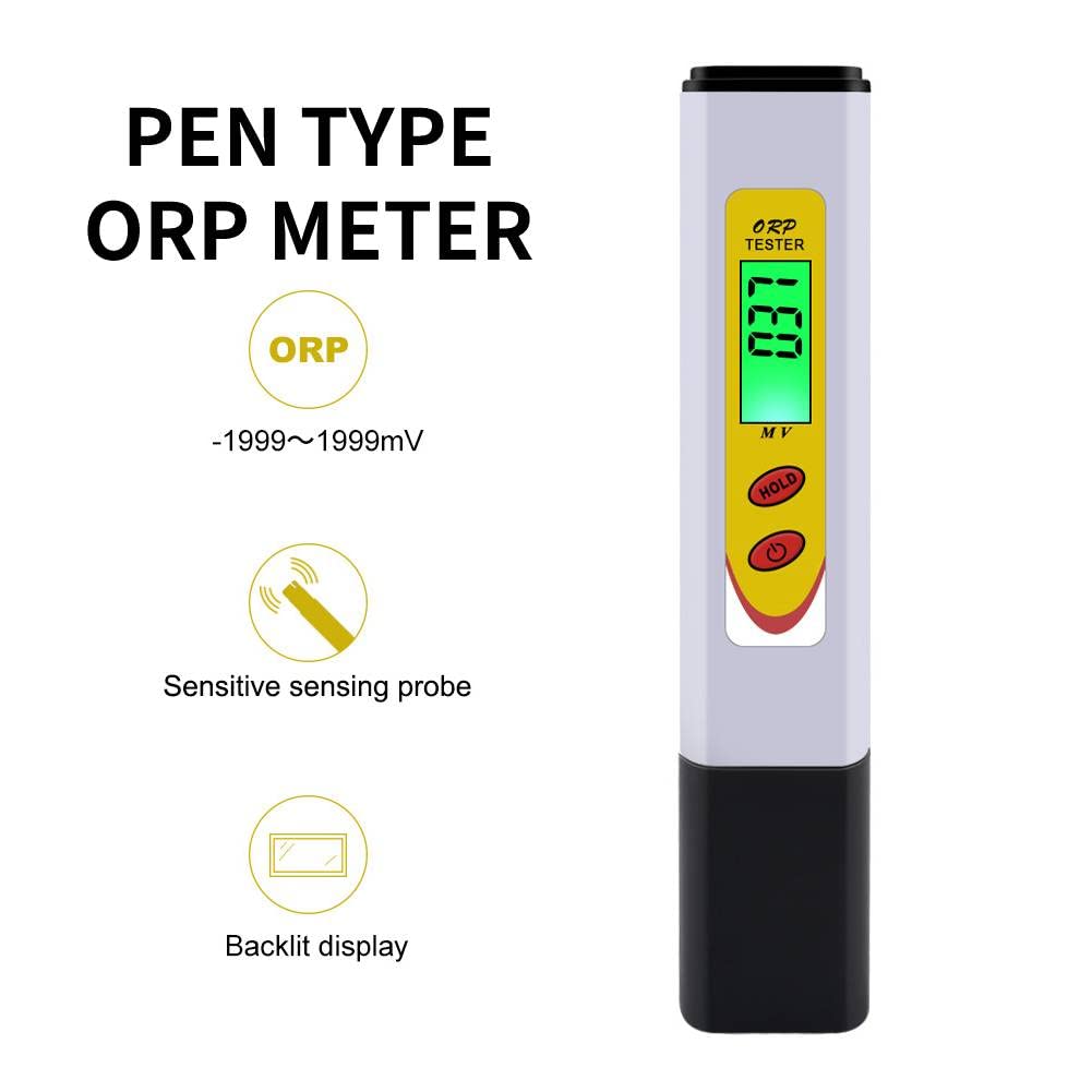 ORP Redox Meter Tester, -1999~1999mV Range, LCD Backlit ORP Meter Water Quality Mater Pen, for Drinking Water, Swimming Pool and Aquarium