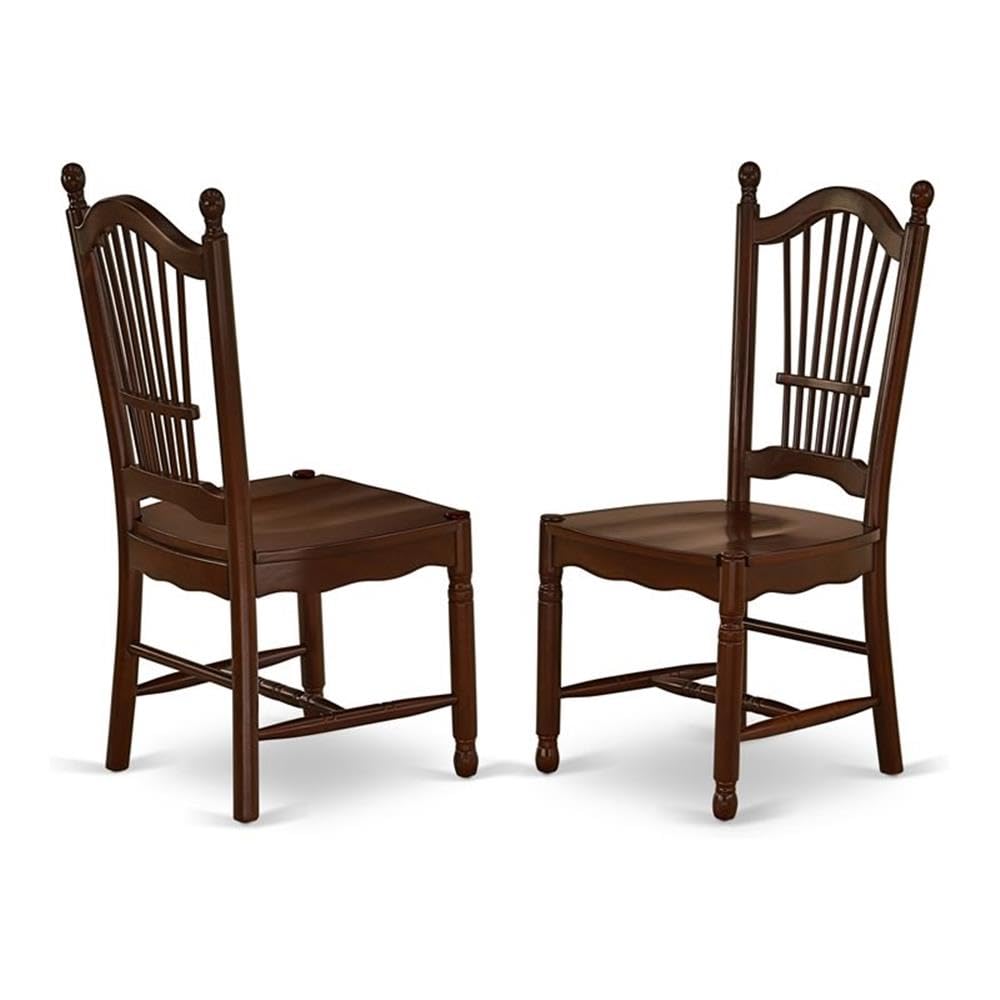 East West Furniture DOC-MAH-W Dover Kitchen Dining Chairs - Slat Back Wood Seat Chairs, Set of 2, Mahogany