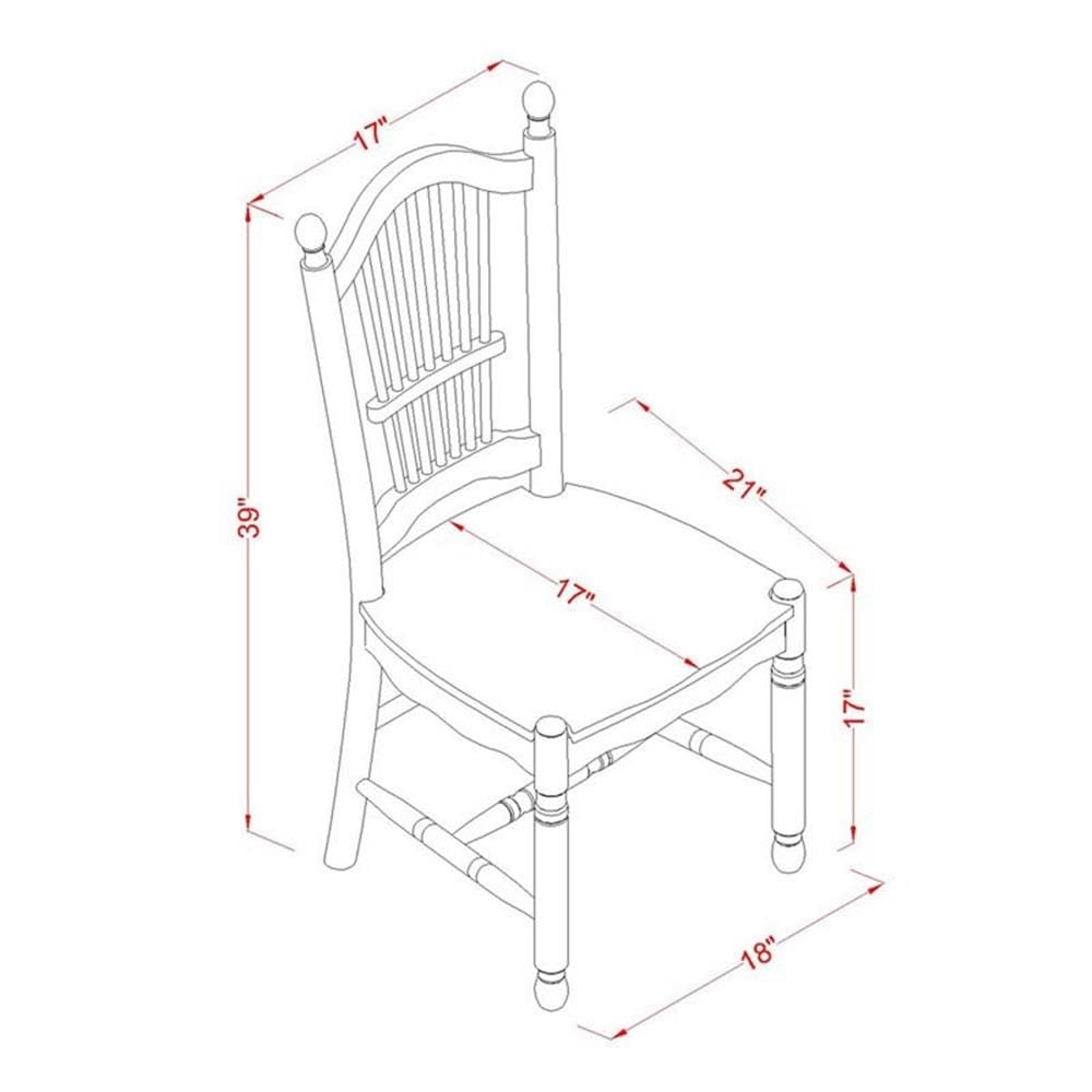 East West Furniture DOC-MAH-W Dover Kitchen Dining Chairs - Slat Back Wood Seat Chairs, Set of 2, Mahogany