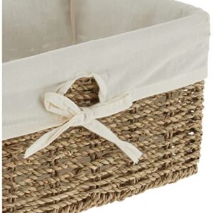 Vintiquewise(TM Seagrass Shelf Basket Lined with White Lining (Pack of 2)