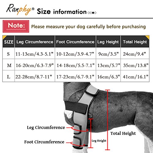 Ranphy Dog Recovery Sleeve Canine Front Leg Brace Elbow Protector Dog Hock Joint Wrap with Shoulder Strap Pet Injury Protective Cover for Preventing Arthritis Recovering Ankle Protector Black Size S