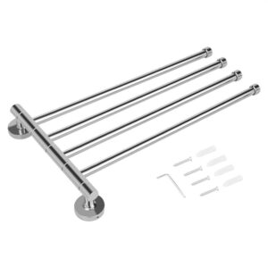 swivel towel rack wall mounted, stainless steel bathroom towel rack swing out towel holder 4-arm multiple rotation towel rack space saving towel racks for bathroom