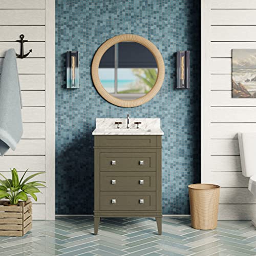 Eleanor 24-inch Bathroom Vanity (Carrara/Weathered Gray): Includes Weathered Gray Cabinet with Authentic Italian Carrara Marble Countertop and White Ceramic Sink