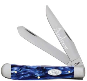 personalized case sparxx blue pearl kirinite smooth trapper with free laser engraving