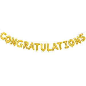 congratulations balloons banner gold 16 inch letter balloons foil mylar balloons set for graduation party decorations supplies,congratulations graduate balloons congrats grad party supplies (gold)