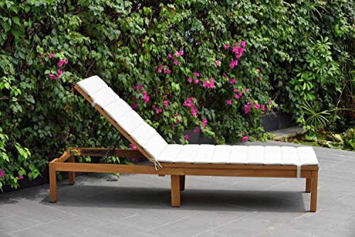 Amazonia Regatta Patio Chaise Lounger | Durable outdoor furniture with Teak Finish | Grey Cushion