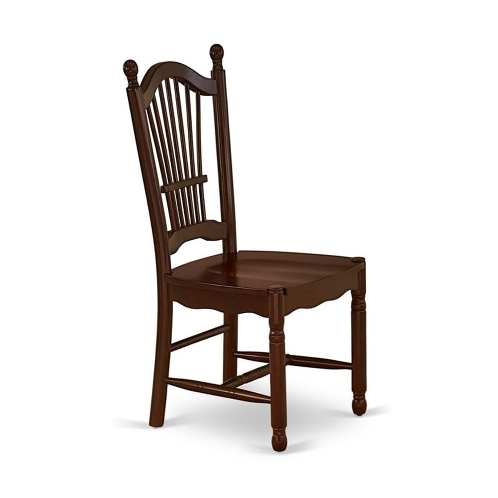 East West Furniture DOC-MAH-W Dover Kitchen Dining Chairs - Slat Back Wood Seat Chairs, Set of 2, Mahogany