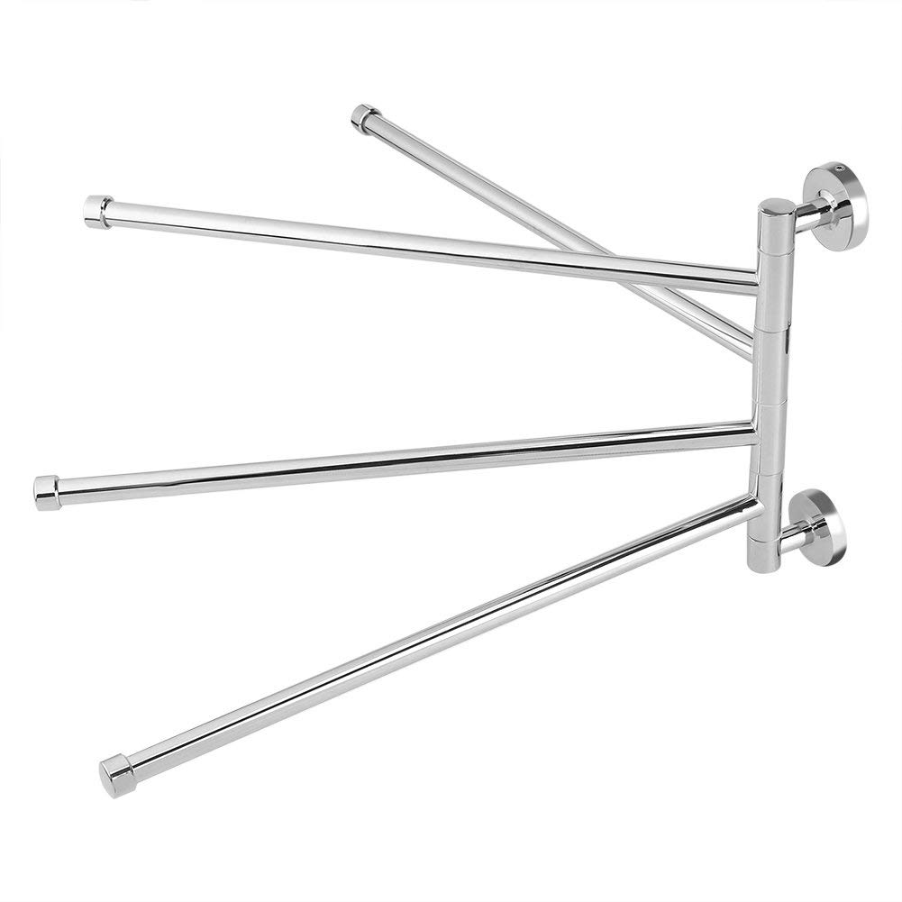 Swivel Towel Rack Wall Mounted, Stainless Steel Bathroom Towel Rack Swing Out Towel Holder 4-Arm Multiple Rotation Towel Rack Space Saving Towel Racks for Bathroom