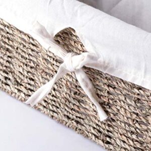 Vintiquewise(TM Seagrass Shelf Basket Lined with White Lining (Pack of 2)