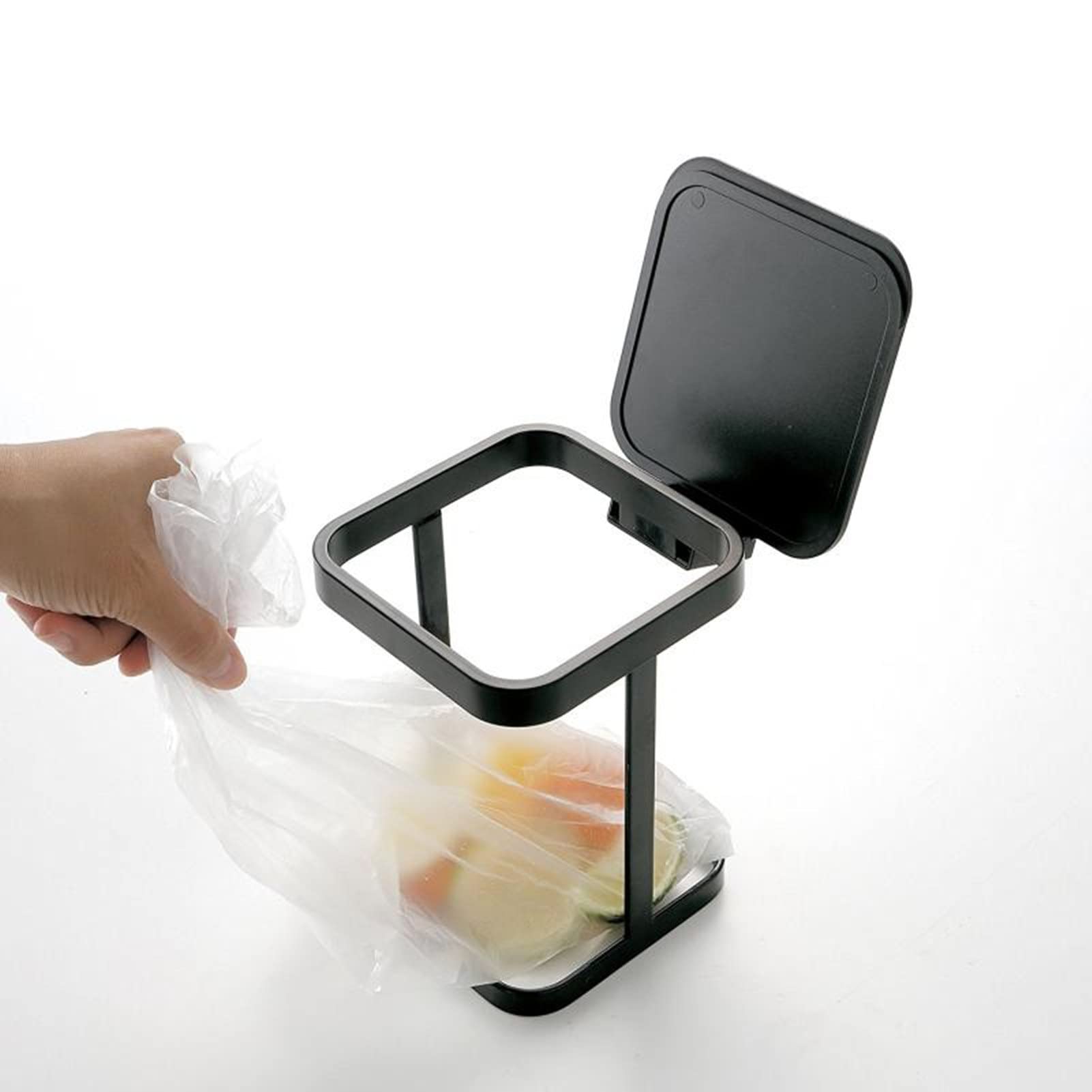 Originals Metal Countertop Trash Can Garbage Bag Holder for Home Kitchen (Black) …