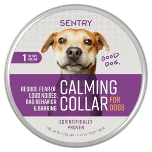 sentry pet care sentry calming collar for dogs, anxiety reducing pheromone collar, releases pheromones for 30 days, helps calm during loud noises and separation, 1 count, purple