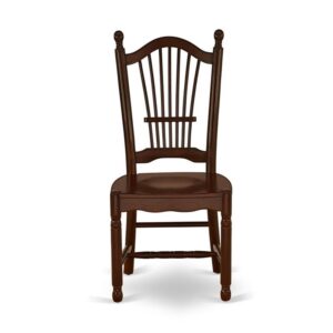 East West Furniture DOC-MAH-W Dover Kitchen Dining Chairs - Slat Back Wood Seat Chairs, Set of 2, Mahogany