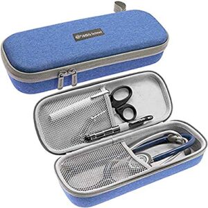 asa techmed semi hard stethoscope carry case, fits 3m littmann stethoscope and other accessories (blue)