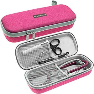 asa techmed semi hard stethoscope carry case, fits 3m littmann stethoscope and other accessories (pearl pink)