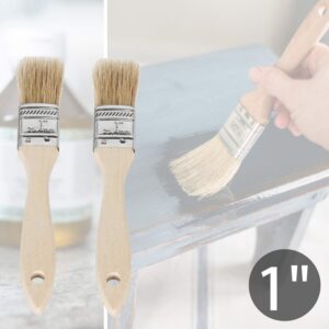 ETERNA 6Pack Household Chip Paint Brush 1inch 2inch 3inch Natural Bristles Wooden Handle Flat Brushes Set for Painting, Glue, Oil, Acrylic, Stain