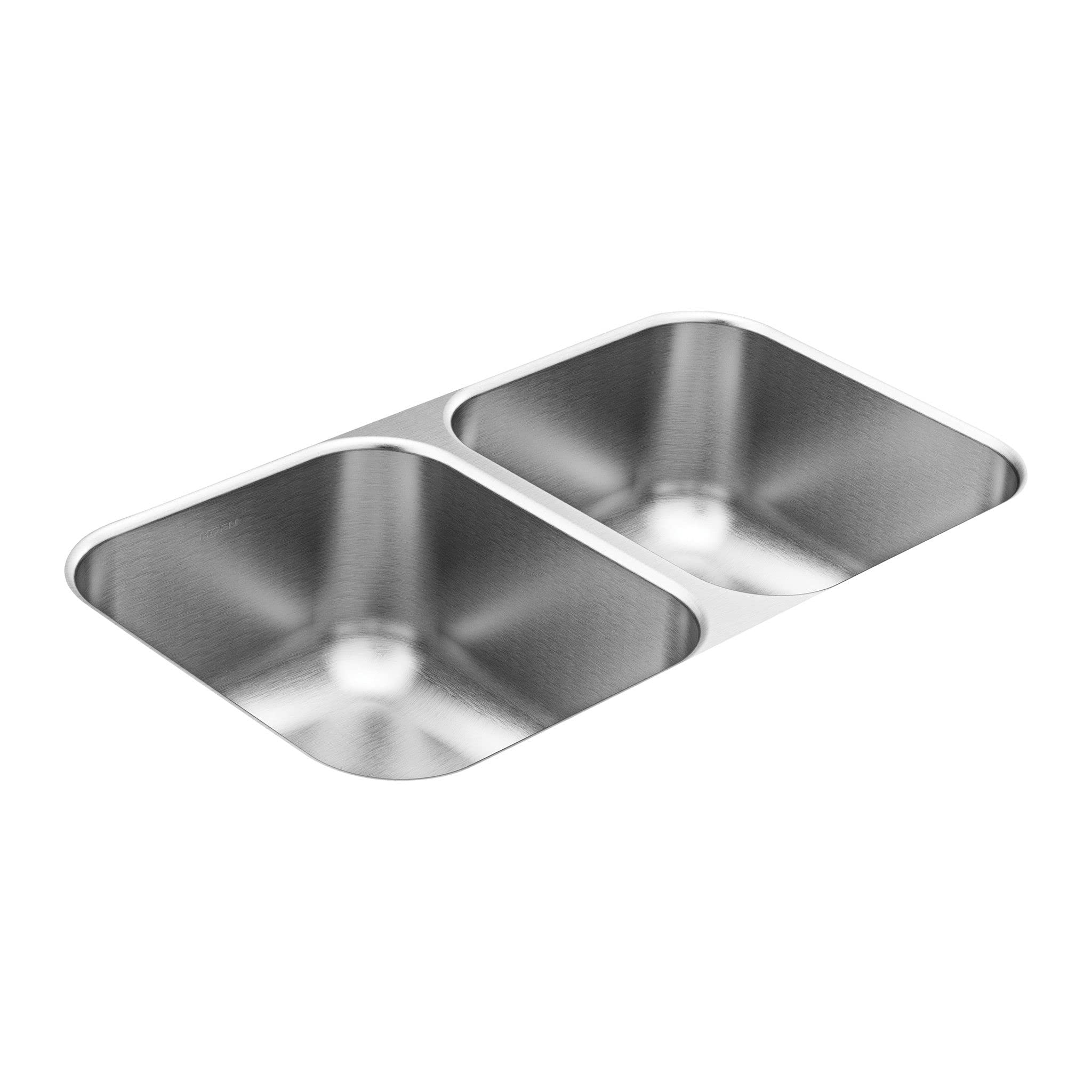 Moen GS18212 1800 Series 31.75-inch 18 Gauge Undermount Double Bowl Stainless Steel Kitchen Sink, Satin Stainless