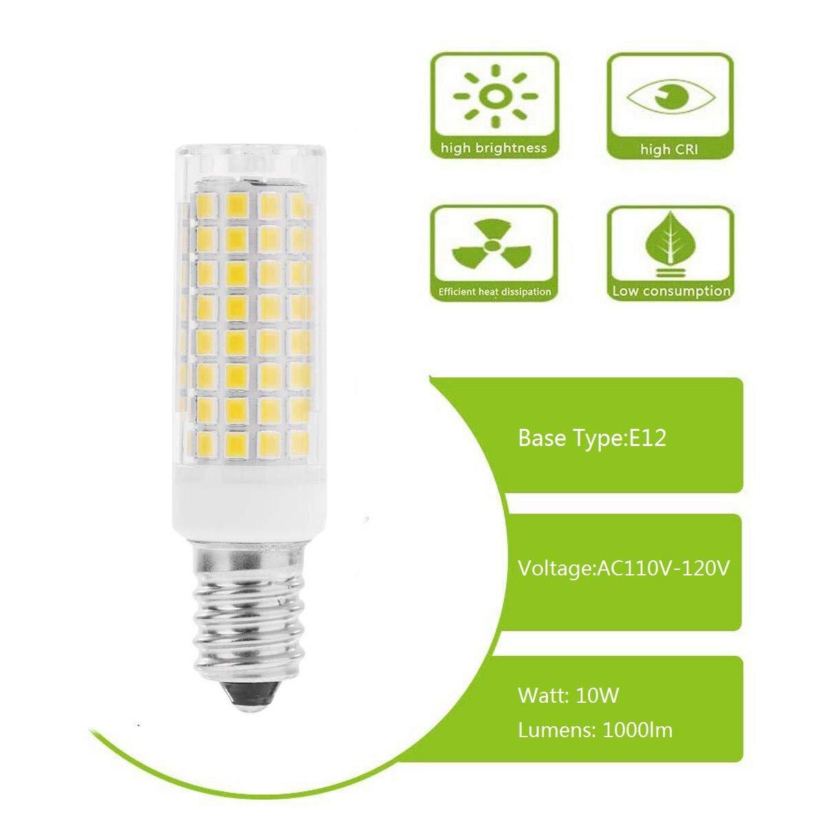 Lxcom Lighting 10W E12 LED Corn Light Bulb(4 Pack)- 2835 SMD 102LEDs E12 Dimmable 100 Watt Equivalent 1000LM Daylight White 6000K Chandelier Bulbs Decorative E12 Base for Home Lighting, AC110-120V