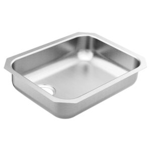 Moen GS18195L 1800 Series 23.5-inch 18 Gauge Undermount Single Bowl Stainless Steel Kitchen Sink Left Drain, Satin Stainless