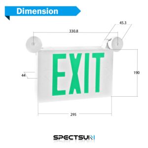 SPECTSUN LED Exit Sign Battery Backup, Green Exit Emergency Light with 2 Lamp Heads, Fire Exit Sign with Emergency Lights, Hardwired Exit Sign - 2 Pack, 120V Exit Sign, Commercial Emergency Exit Sign