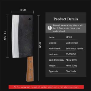 DENGJIA 7.6-Inch Blade Ultra-Sharp Composite High Carbon Steel Handmade Forged Vegetable Knife Chinese Knife No-Slip Labor-saving Wooden Handle Meat Cleavers