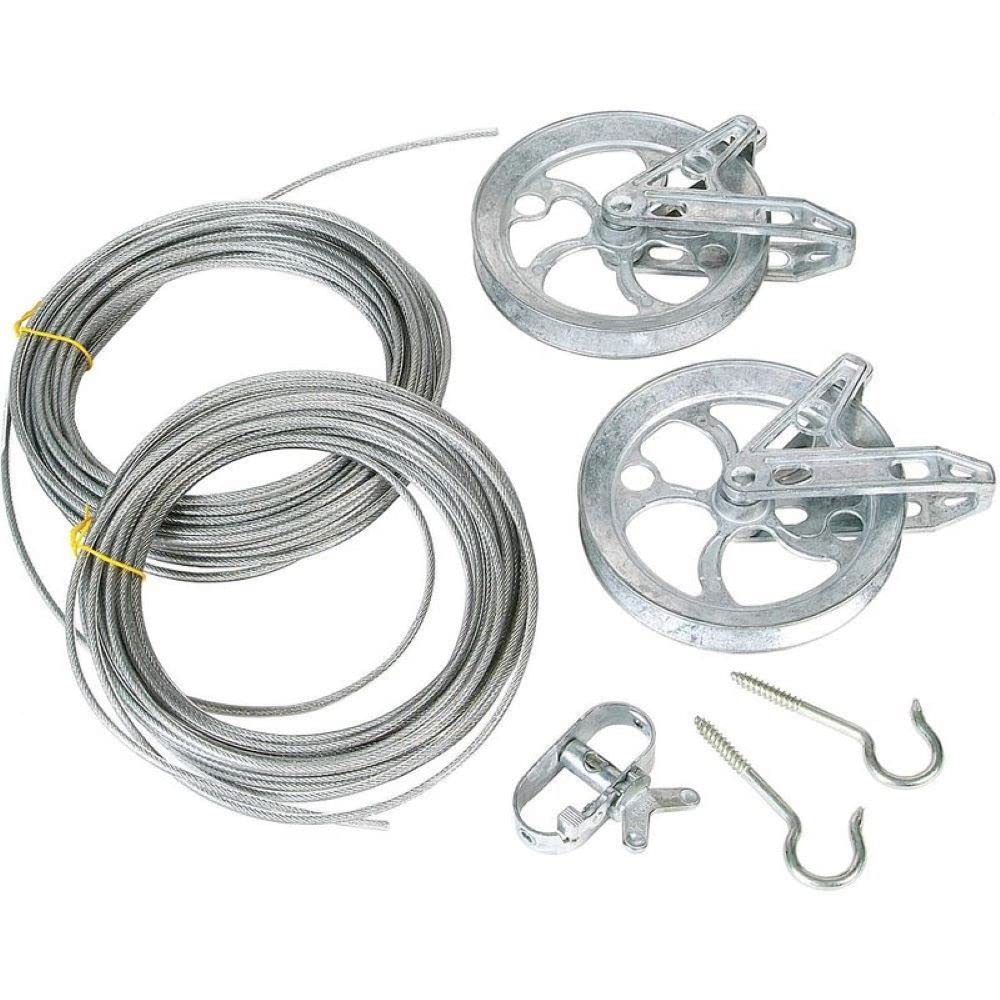 Lehman's Complete Clothesline Set, Stranded Metal Wire Clothes Line, Zinc Pulleys and Ratcheting Tightener with Mounting Instructions, 25 feet