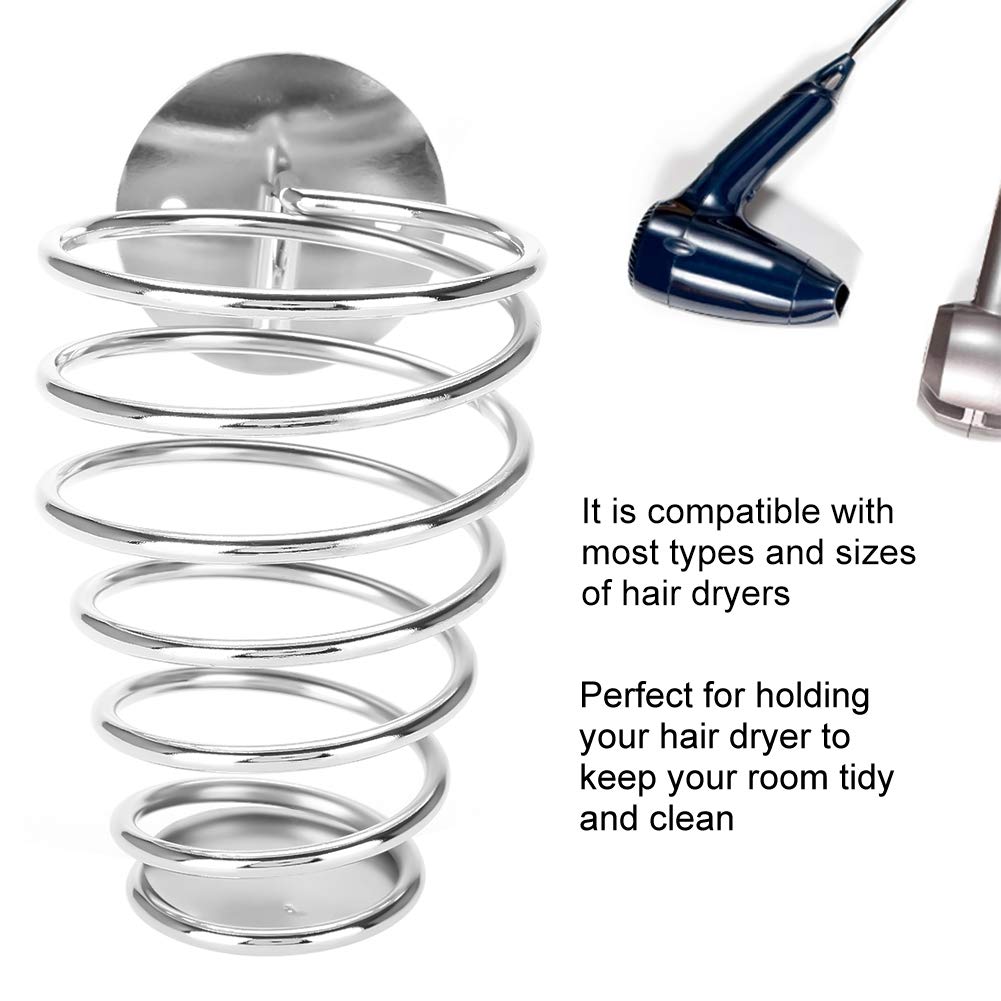 Hair Dryer Holder, Wall Mount Spiral Blow Dryer and Hair Care Tool Stand Rack Hanger Space Saver Organizer for Bathroom Washroom Storage