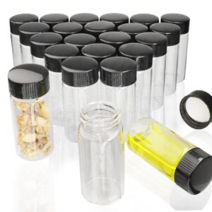 JIUWU 20 Pack, 20 ml Clear Glass Vials with Screw Caps 5 Dram Small Size Storage Bottle Container with Lids for Lab/Travel Essential Oil Samples Anointing Oil Vial Specimen and Water Sample Bottles