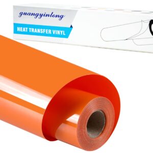 guangyintong Orange Heat Transfer Vinyl HTV Rolls, 12" x 8ft Orange Iron on Vinyl for T-Shirts Glossy Surface Orange HTV Vinyl for All Cutter Machines Easy to Cut & Weed for Heat Vinyl Design