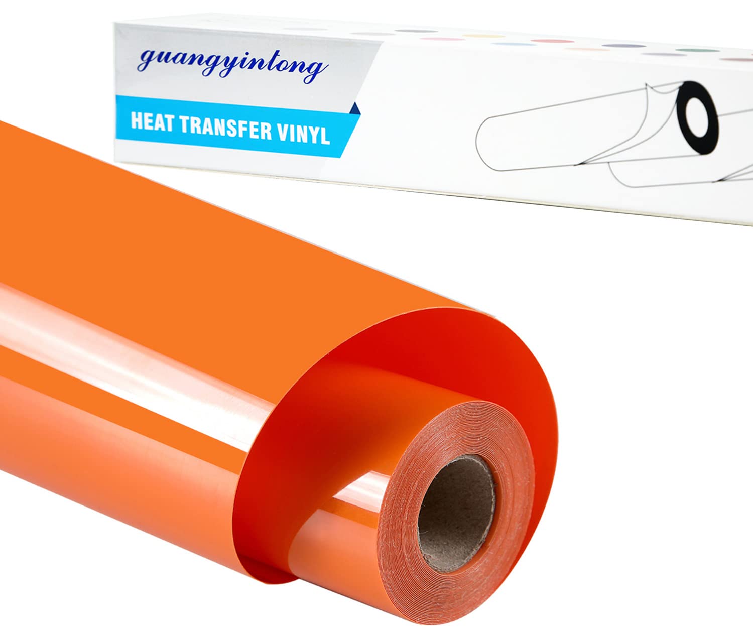 guangyintong Orange Heat Transfer Vinyl HTV Rolls, 12" x 8ft Orange Iron on Vinyl for T-Shirts Glossy Surface Orange HTV Vinyl for All Cutter Machines Easy to Cut & Weed for Heat Vinyl Design