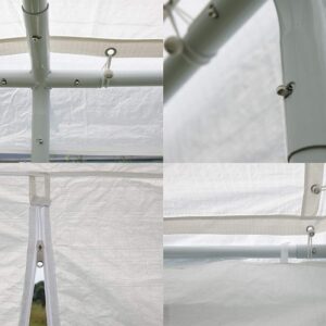 20x20 Heavy Duty Party Tent Carport Wedding Canopy Steel W/Sidewalls White